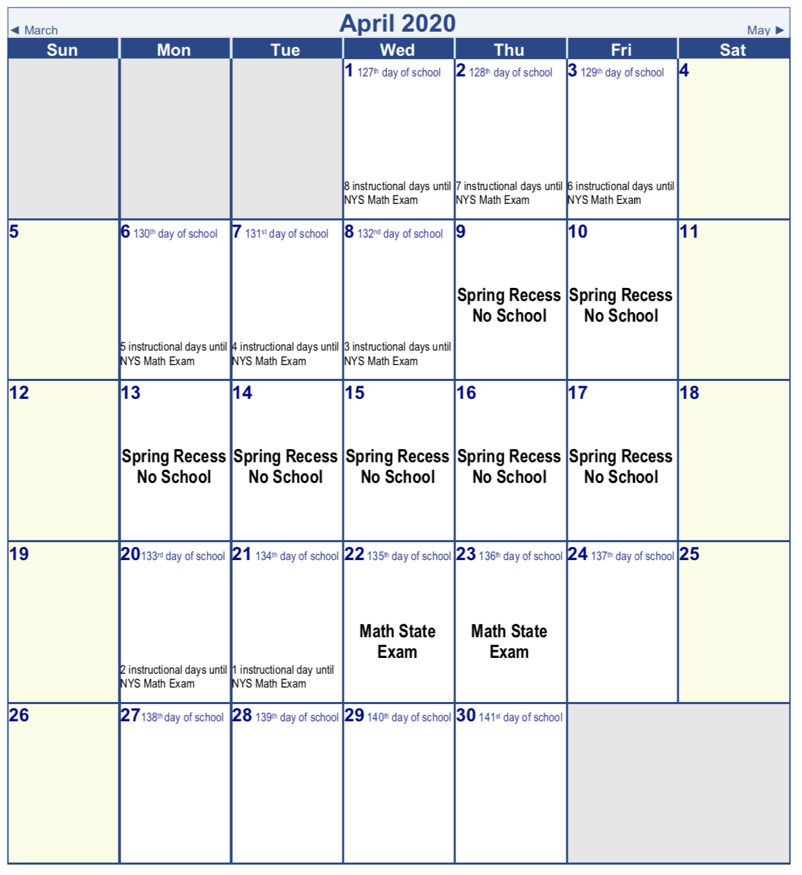John Ericsson | School Calendar